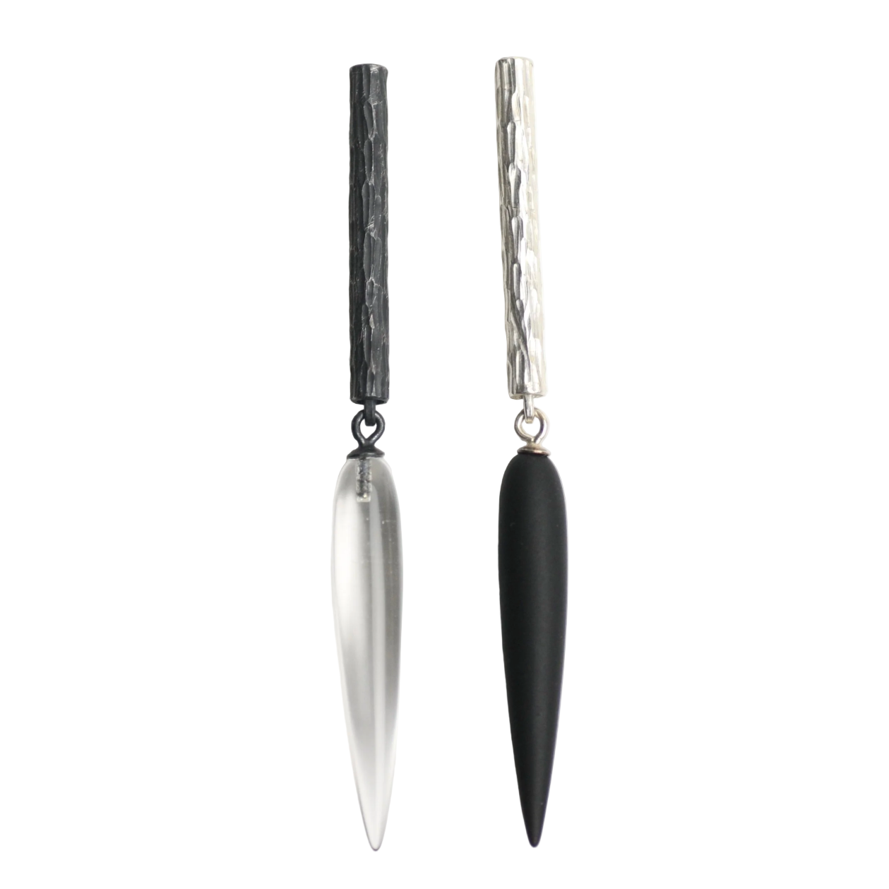 Flux Earrings with Frosted Quartz & Agate – Polka Dot Gallery